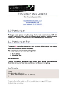 Materi6. Perulangan Atau Looping Dalam Pemrograman Php Dan Mysql - Repository